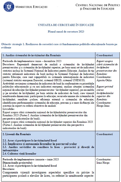 Planul anual de cercetare 2023 | ISE